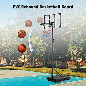 Basketball Hoop 28IN Basketball Goal Basketball Hoop Outdoor with 5.8ft-7ft Height Adjustable Basketball Backboard & Wheels Basketball Equipment for Adults Indoor Outdoor Gym Use