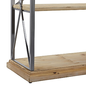 Deco 79 Wood Shelving Unit 5 Shelf with Gray Metal X-Frame, 48" x 17" x 72", Brown