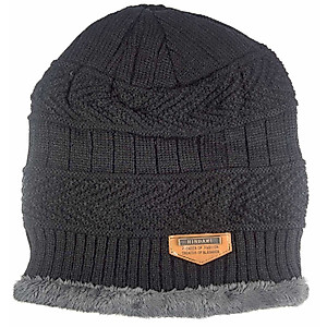 HINDAWI Winter Slouchy Beanie Gloves for Women Knit Warm Hats Skull Caps Touch Screen Mittens Black