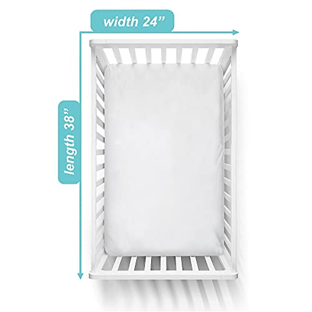 American Baby Company 100% Natural Cotton Jersey 7.5" Extra Deep Pocket Sheet Designed for 5" Mini-Crib Mattress, White, for Boys and Girls, 1 Count (Pack of 1)