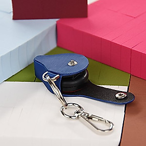 SmartHer Pokemon Go Plus Case, Pokemon Go Plus Leather Cover Skins, Portable Design with Keychain Carabiner, Brushed Leather, Blue.