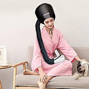 Bonnet Hood Hair Dryer Attachment - Adjustable Extra Large Bonnet Hair Dryer for Hand Held Hair Dryer with Stretchable Grip and Extended Hose Length (Black)