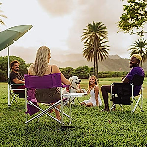 ONIVA - a Picnic Time brand - Sports Chair with Side Table, Beach Chair, Camp Chair for Adults, (Purple)