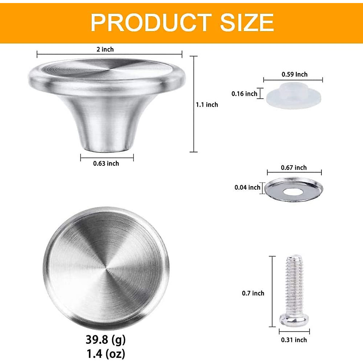 Dutch Oven Knob Stainless Steel Replacement Handle for Le Creuset,Aldi,Lodge and Other Enameled Cast-Iron Dutch Oven Pot Lid Knob Replacement(Silver 1 Set)