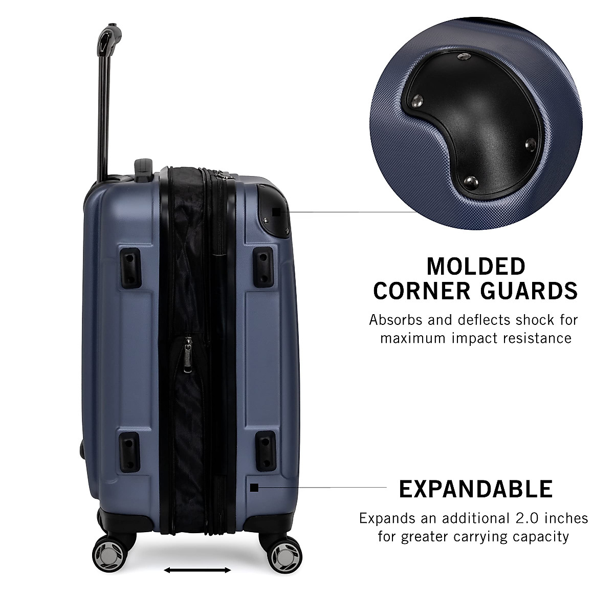 Kenneth Cole REACTION Renegade Luggage Expandable 8-Wheel Spinner Lightweight Hardside Suitcase, Smokey Purple, 20-Inch Carry On