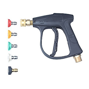 DUSICHIN DUS-220 Short Wand High Pressure Washer Handle Gun 3000 PSI Max 5 Pressure Power Washer Nozzles Tips