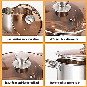 8 QT Soup Pot, Stainless Steel Stockpot with Lid, Saucepot Pasta Cooking Pot with Double Handles, Dishwasher Safe