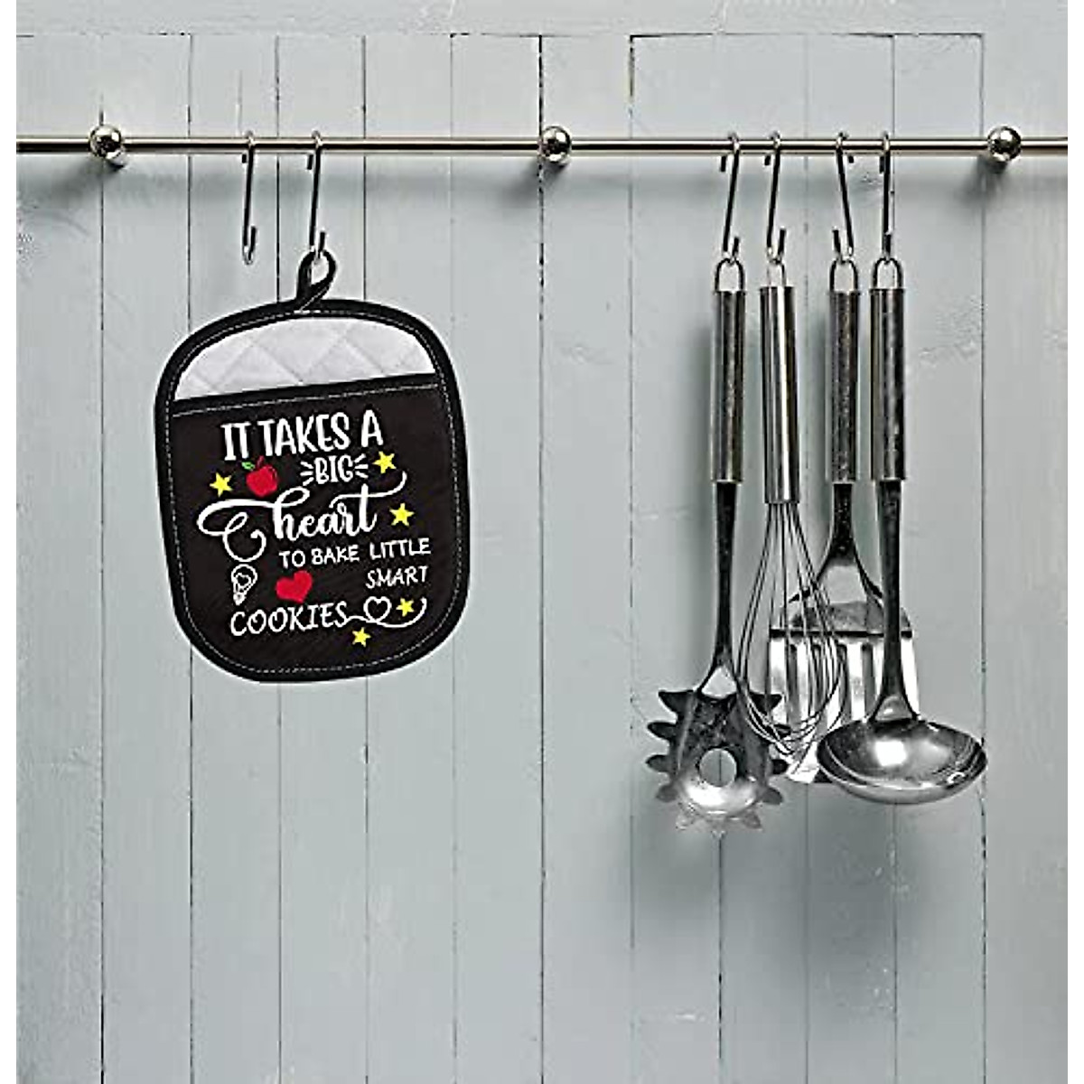 Oven Pads Pot Holder with Pocket for Teacher It Takes A Big Heart to Bake Little Smart Cookies (Bake Little Smart Cookies)