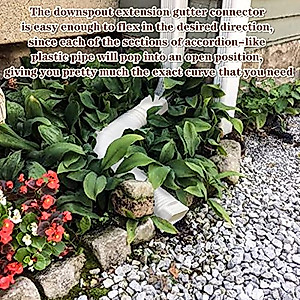 Mapleza Rain Gutter Downspout Extensions Flexible - Drain Downspout Extender - Gutter Down Spout Drain -Extend from 21 to 60 Inches (White,2Pack)