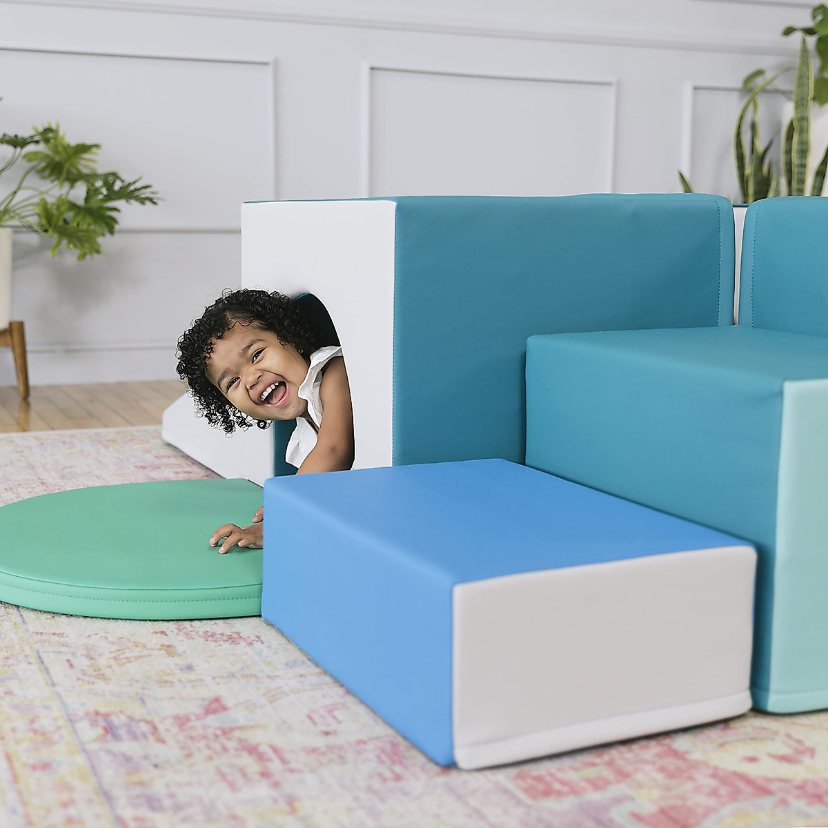 ECR4Kids SoftZone Four Tunnel Maze, Toddler Playset, Contemporary, 15-Piece