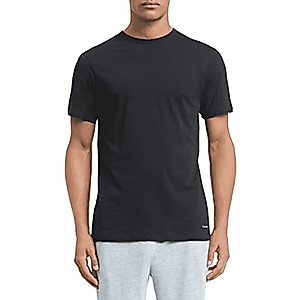 Calvin Klein mens 100% Cotton T-Shirt Packs 5 BLACK- SHORT SLEEVE SLIM FIT CREWNECK L