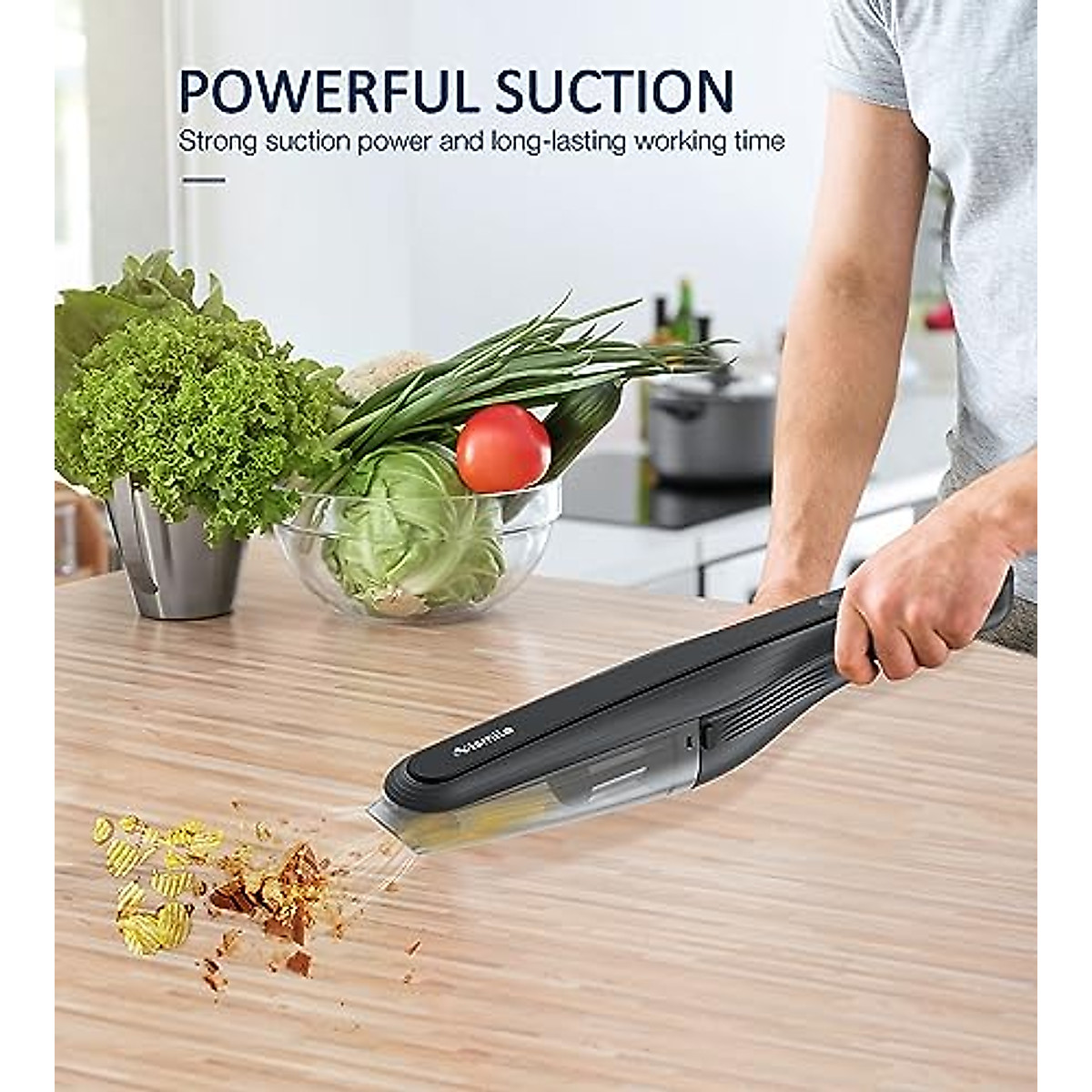 Handheld Vacuum Cleaner Cordless, 15000Pa Powerful Suction Cordless Stick Vacuum, Lightweight Electric Broom Rechargeable Handheld Vac, Portable Hand Held Vacuum for Hardwood Floor Car Pet Hair