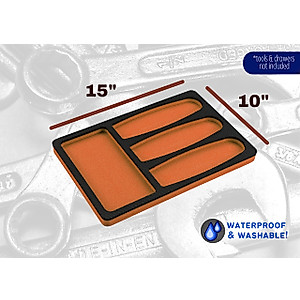 Polar Whale Tool Drawer Organizer Pliers Holder Insert Orange and Black Durable Foam Tray 15 x 10 Inches 4 Pockets Holds 3 Pliers Up To 9 Inches Long Fits Craftsman Husky Kobalt Milwaukee Many Others