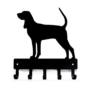 The Metal Peddler Coonhound - Key Holder & Dog Leash Hanger for Wall - Large 9 inch Wide with 5 Hooks - Made in USA