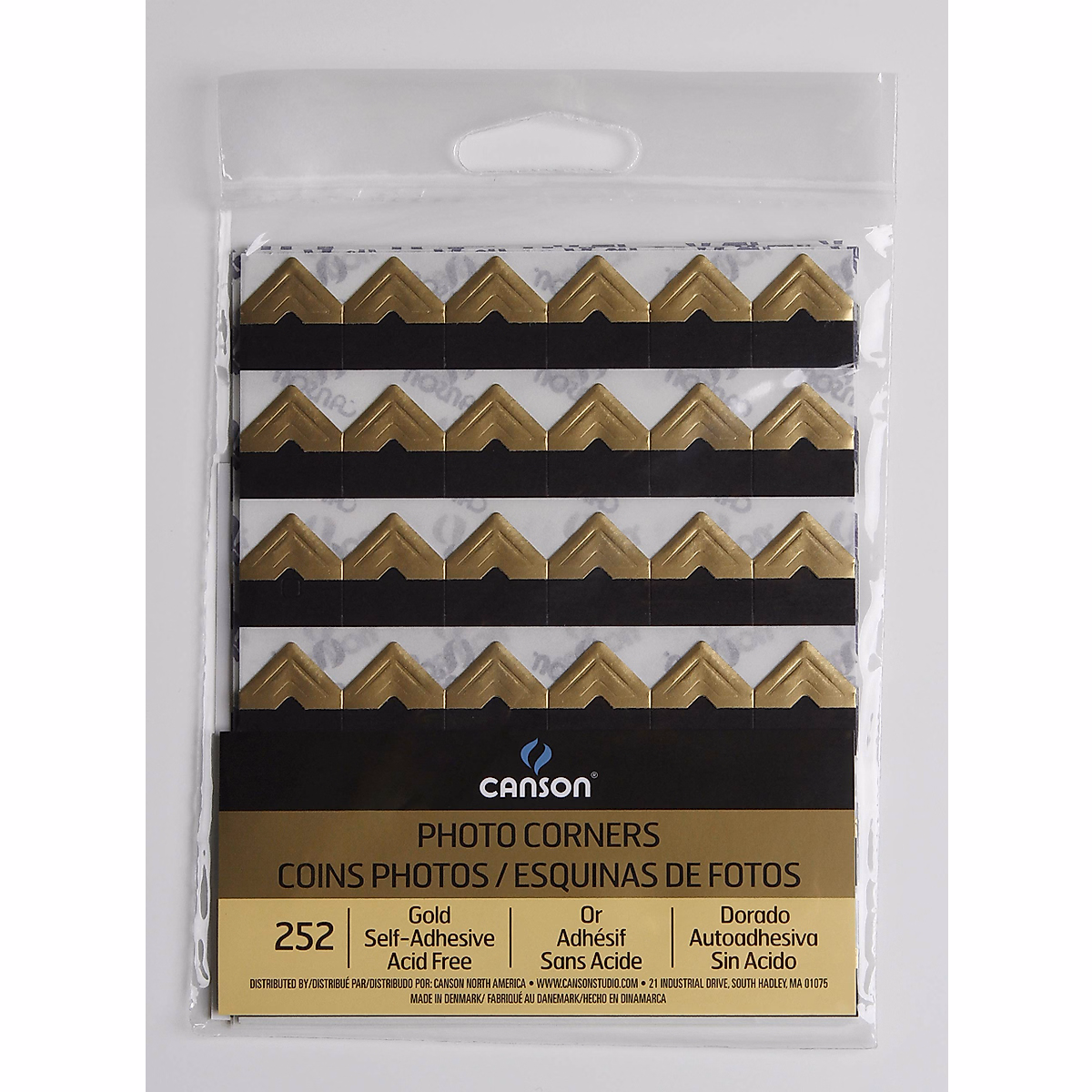 Canson Self Adhesive Photo Corners Peel-Off Archival Quality, 252-Pack, Gold, 252 Count