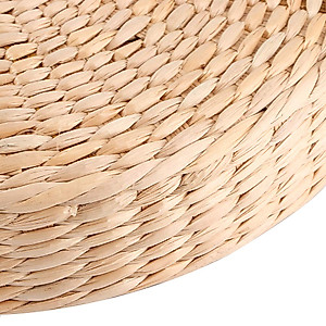 Liyeehao Japanese Seat Cushion, Handcrafted Eco-Friendly Breathable Padded Round Pouf Tatami Chair Pad Knitted Straw Flat Seat Cushion for Tatami Zen Yoga Tea Ceremony Decoration