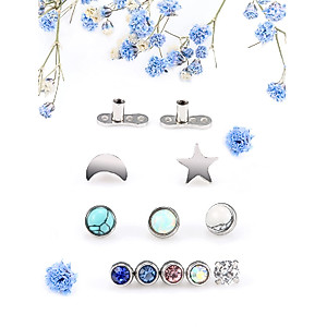 Jenxnjsjo Dermal Piercing Jewelry Tops Back Anchor Surgical Steel Top 14g Titanium Base Face Heart Microdermal Micro Dermals Punk Body Piercings Studs for Women Men Hypoallergenic