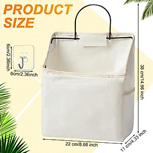 Chumia 6 Pack Wall Hanging Storage Basket Bathroom Closet Hanging Storage Bag Over The Door Hanging Basket Bedroom Wall Storage Organizer Waterproof Linen Cotton Box Containers and 10 Hooks(White)