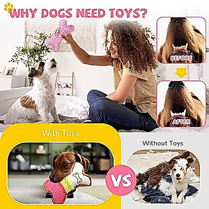BAEJMJK 6 Pack Puppy Teething Toys Pink Small Breed Dog Chew Toys with Rope Cute Soft Rubber Puppy Toys Set for Cleaning Teeth Interactive Pet Doggy Bone Toys