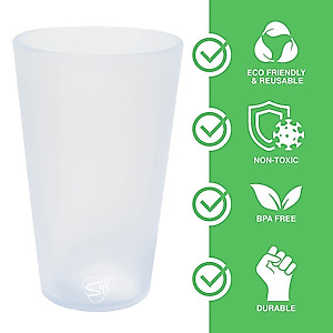 Silipint: Silicone Pint Glasses: 4 Pack Icicle - 16oz Reusable Unbreakable Cups, Flexible, Hot/Cold, Non-Slip Easy Grip