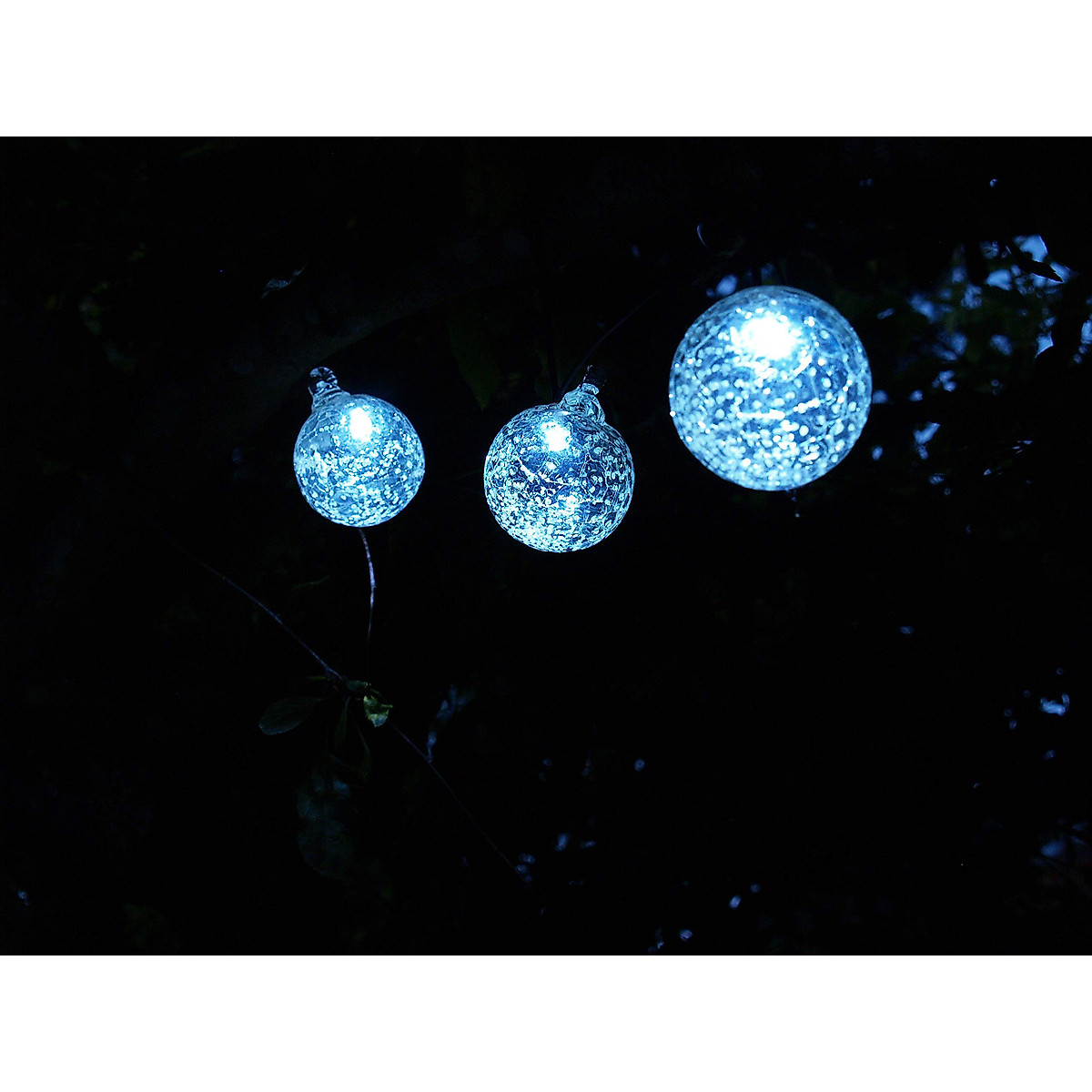 Allsop Home and Garden 29506 Aurora Glow Handblown Glass Solar String Lights, (6) Hand-blown Artisan Globes with Copper Hanging Hooks, Weather-Resistant for Year-Round Outdoor Use, (Clear with White LED)