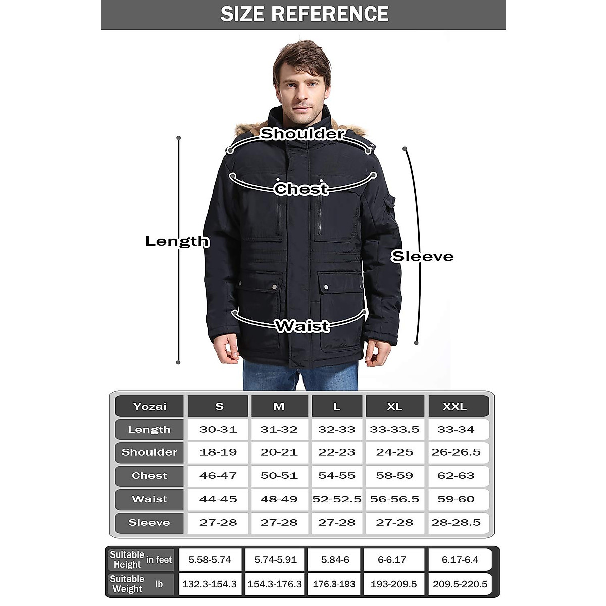 Men Winter Coats, Waterproof Ski Snow Jackets Mountain Hiking Windbreaker Parka Black Medium