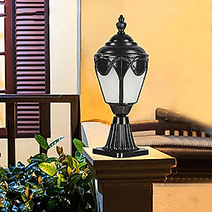 CZLZY Creative Modeling Aluminum Column Light European Style E27 Pillar Lamp Outdoor Post Light Fixtures Waterproof IP55 Glass Lampshade Villa Garden Landscape Light Lawn Lamp