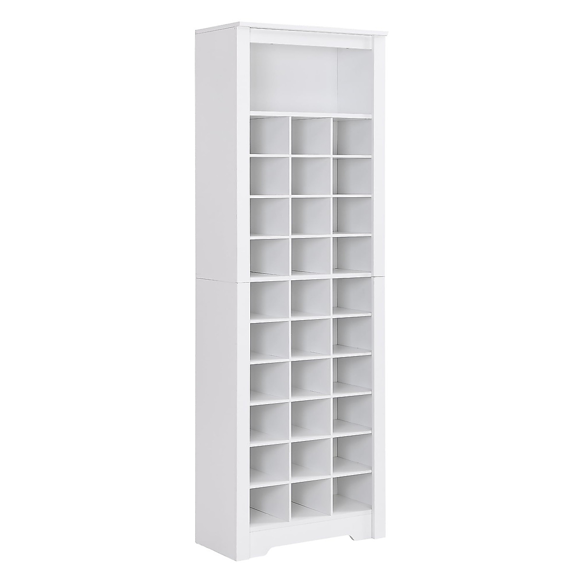Bellemave Shoe Cubby Storage Organizer Cabinet 30 Shoe Cubby Console Wood Shoe Cabinet, White