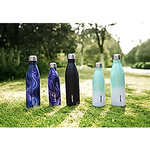 JIELINGER Insulated Stainless Steel Water Bottle -Vacuum Double-Walled Thermos 17Oz - Reusable Metal Water Bottle - Leak-Proof Sports Flask BPA-Free – (Teal shadow, Small)