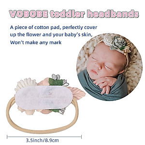 VOBOBE Baby Girl Nylon Headbands Infant Flower Elastic Hair Band Bows Wraps For Newborn Toddler Hair Accessories Pack of 3 (A-Beige)