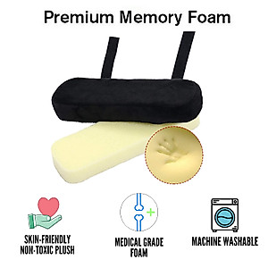 HiLeuYie Desk Chair Arm Pads - Ergonomic Memory Foam Office Chair Armrest Pads - Thick Chair Armrest Pads - Arm Rest Pillow - Gaming Chair Arm Pads - Elbow Support Cushion for Computer (Set of 2)