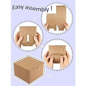 Eupako Gift Boxes 4x4x4 50 Pack Brown Kraft Paper Box with Lids Party Favor Boxes for Bridesmaids Proposal, Crafting, Cupcake, Wedding, Christmas