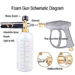 DUSICHIN SFL-001 Foam Cannon Snow Foam Lance Pressure Washer Jet Wash Quick Release Adjustable Nozzle 1/4 Inch Male Fitting Foam Dispenser