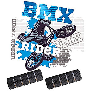 WADEKING WHW Bike Pegs 4.3" Length,Suitable for 14mm Axles, Freestyle BMX Bicycles,Durable and Stylish Non-Slip (Black 1)