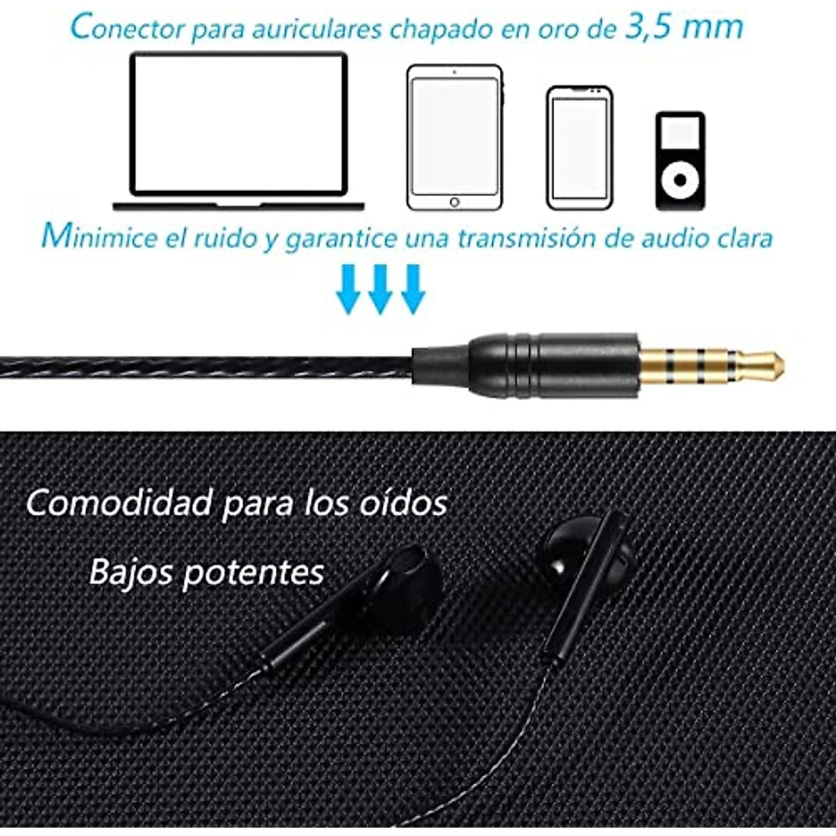 GAMURRY Wired Earbuds, in Ear Earphones Headphones HiFi Stereo,Dynamic Crystal-Clear Sound Earbuds,Clear Call&Powerful Bass&Lightweight Earphones Compatible with 3.5mm Headphones Devices