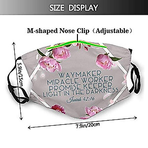 2PCS Jesus Waymaker Face Mask with 4 Filters,Christian Mask Reusable Washable Balaclavas for Women Man Youth