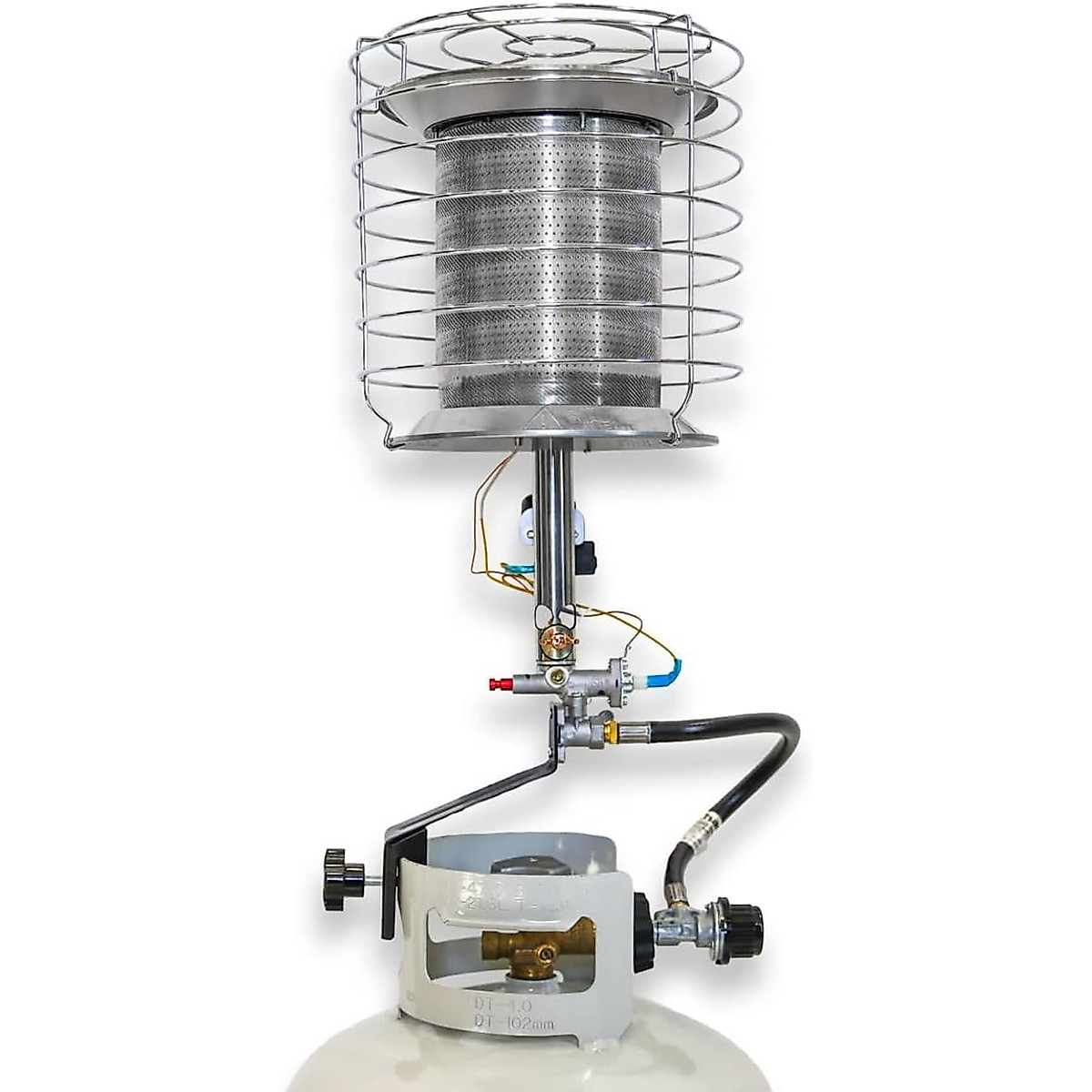 Avenger FBDTP360 Tank Top Outdoor Heater for Use with Propane Gas Tanks for Camping, Patios, and More, 360-Degree Burner, 42,000 BTU, Silver