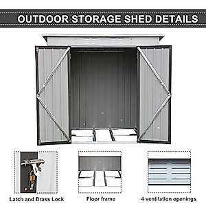 WIILAYOK 6' X 4' Storage Shed, Outdoot Shed with Floor Frame, Steel Garden Shed with Lockable Double Door,Tool Shed for Yard Perfect to Store Garden Tools Bike Accessories