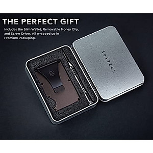 Suavell Slim Metal Wallet for Men - Minimalist Modern Wallet - RFID Card Holder w Money Clip - Thin, Smart Wallet - Front Pocket Wallet - Aluminum Credit Card Holder (Bronze Element 2.0)