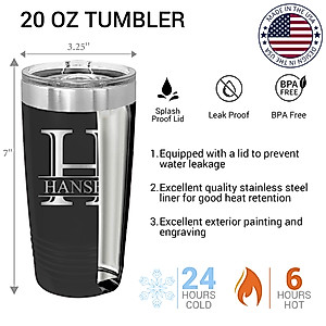 Personalized Tumbler with Engraved Name, Custom 20oz Stainless Steel Travel Mug with Lids, Monogrammed Gifts for Men with Initials, Double Wall Insulated, Unique Christmas Birthday Gift(Design 1)