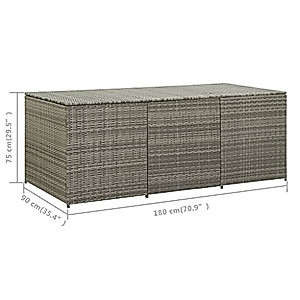 YEZIYIYFOB 320 gal Outdoor Storage Box Large Deck Box Taupe Grey Rattan Patio Storage Box Garden Storage Suncast Chest Container Poly Cabinet for Lawn Backyard 70.8"x35.4"x29.5" Grey NOT WATERPROOF