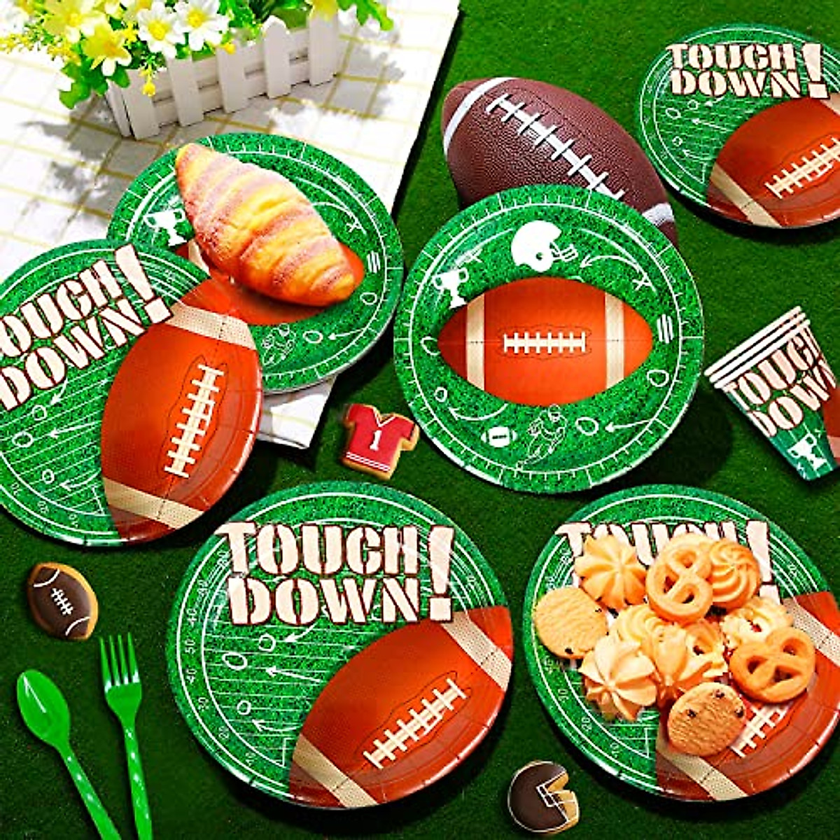 Football Birthday Party Supplies,168pcs Football Birthday Party Decorations&Tableware Set-Football Party Plates Napkins Cups Tablecloth Balloons Banner ect Football Theme Party Supplies for Boys Kids