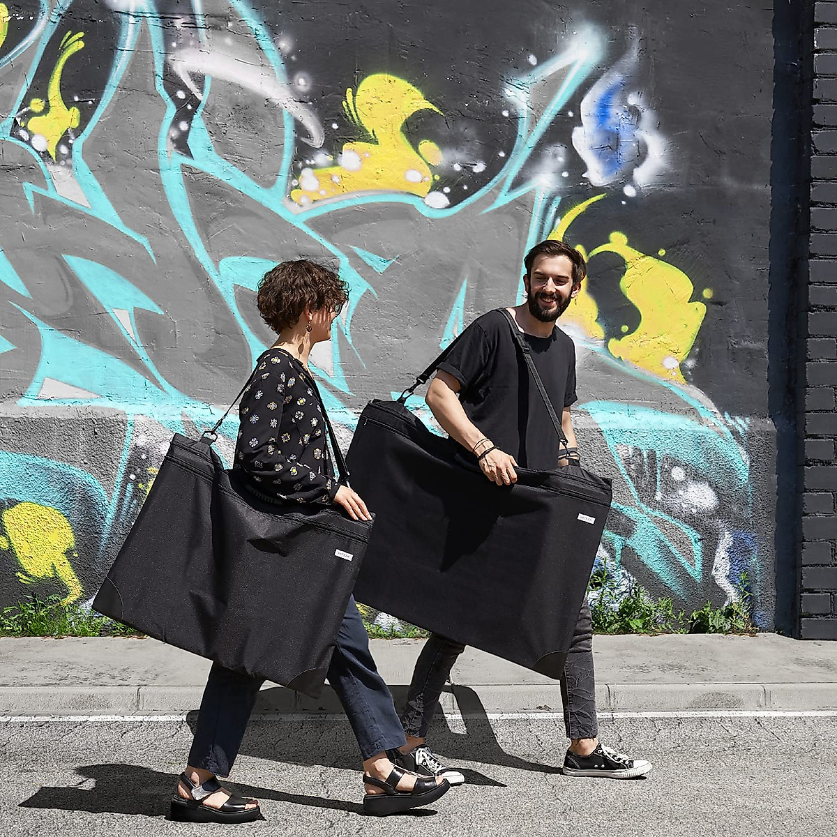 Arteza Art Portfolio Case, 24 x 36 inches, Black, Large Soft Art Storage Folder for Artwork Organization