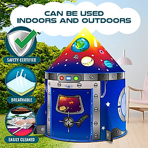 Rocket Ship Play Tent for Kids | Spaceship Toys and Forts for Boys and Girls | Imaginative Indoor and Active Outdoor Play, Games & Gifts