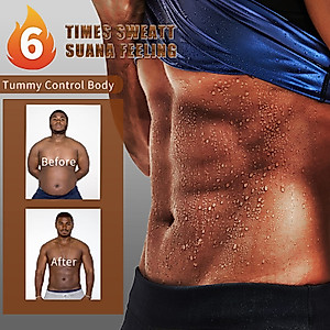 BODYSUNER Sauna Vest Sweat Workout Tank Top Waist Trainer for Men Compression Workout Enhancing Vest Blue,S/M