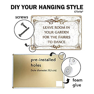 Leave Room in Your Garden for The Fairies to Dance 8X12 Inch Tin Retro Look Decoration Art Sign for Home Kitchen Bathroom Farm Garden Garage Inspirational Quotes Wall Decor