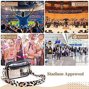HULISEN Clear Crossbody Bag Stadium Approved, Clear Purse for Women Men, Transparent Messenger Shoulder Handbag for Concert, Travel, Work, Sports (Pink Leopard)