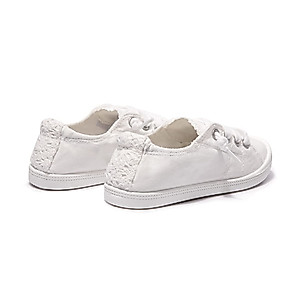 Boy and Girl Slip on Canvas Sneaker, Kids Low Top Casual Fashion Shoes, Comfy Lace up Walking Shoes (2, White, 2)