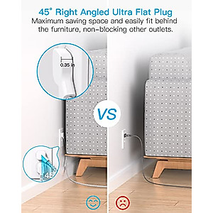 Flat Plug Power Strip, 5ft Ultra Flat Extension Cord - 3 Outlets 4 USB Ports (2 USB C) Desktop Charging Station, Power Strip with No Surge Protection for Cruise Ship, Travel, Dorm Room Essentials