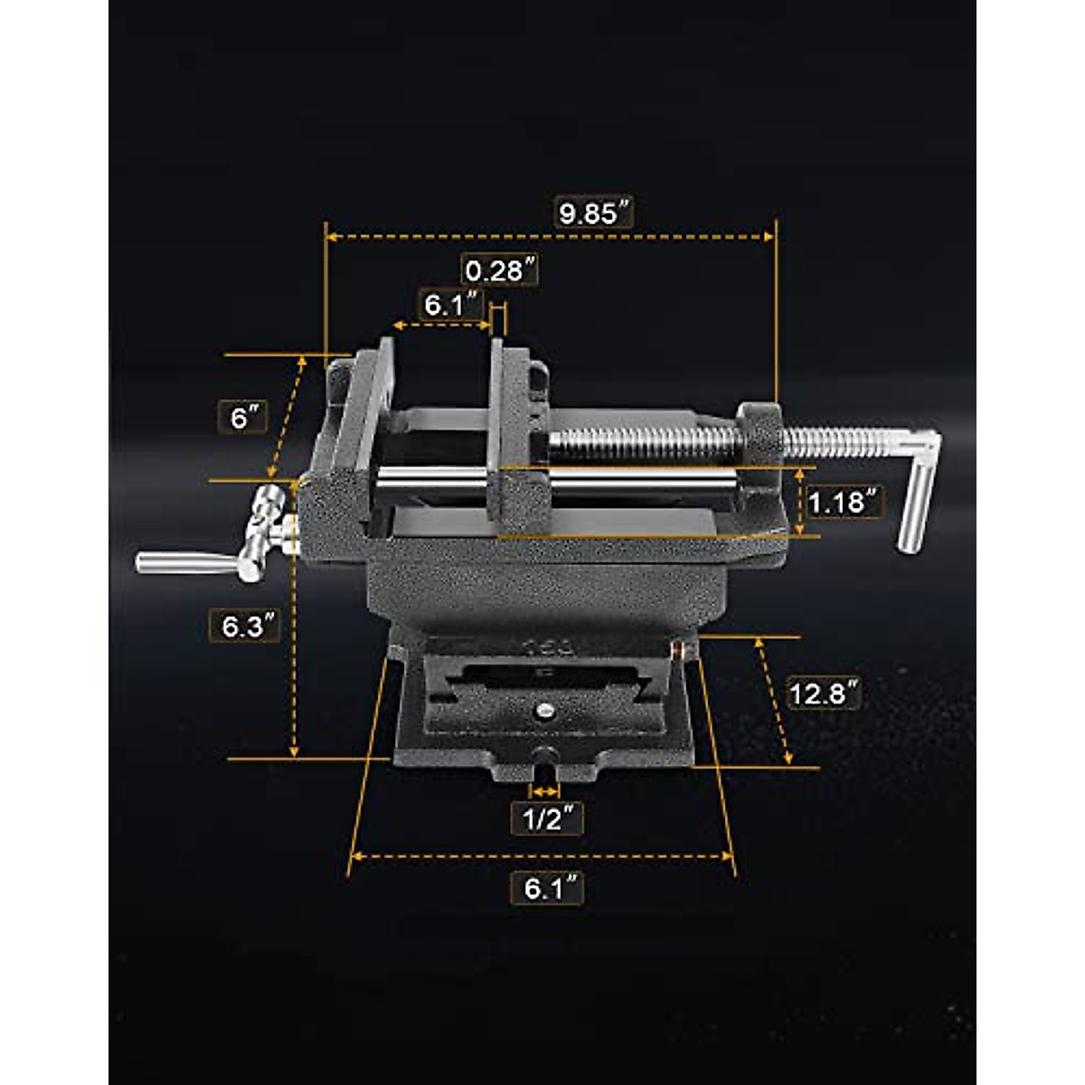 GYZJ 𝟔" 𝐂𝐫𝐨𝐬𝐬 𝐒𝐥𝐢𝐝𝐞 𝐕𝐢𝐬𝐞 Drill Press Milling Vise, 𝟔 in Jaw Width, 𝟔.𝟏 in Max Jaw Opening, Bench Mount Clamp Machine Vice Holder Clamping Tool for CNC Woodworking Milling Machine